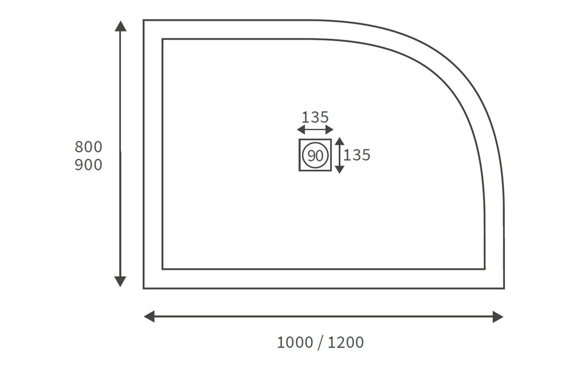 25mm Ultra-Slim 1200mm x 900mm Offset Quadrant Tray & Waste (LH ...