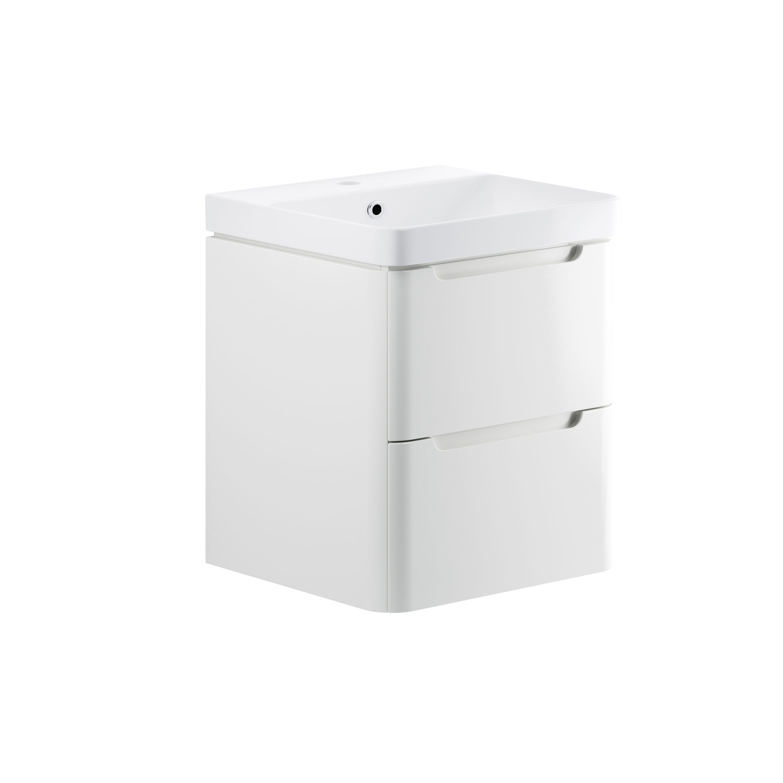 Lambra 600mm 2 Drawer Wall Hung Basin Unit - White Gloss - Kensi Hope ...