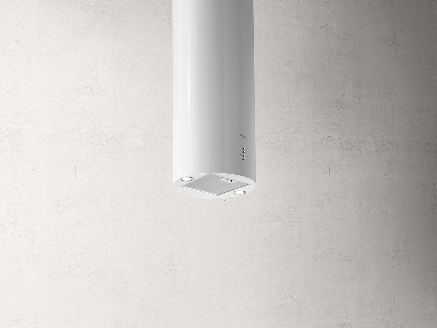 Elica Tube Pro 43cm Cylinder Island Hood - White - Kensi Hope Interiors Ltd